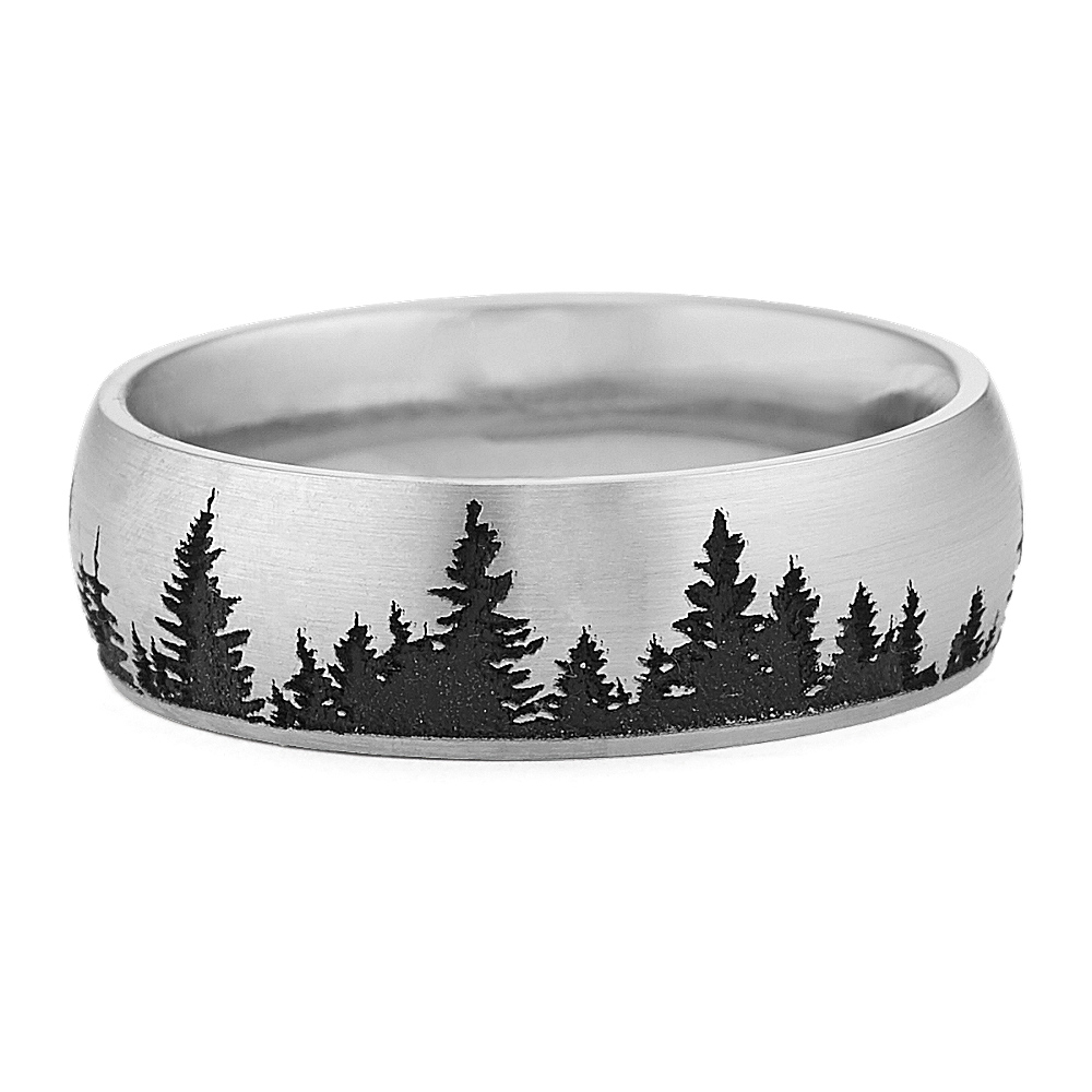 Engraved Forest Mens Band (7mm) | Shane Co.