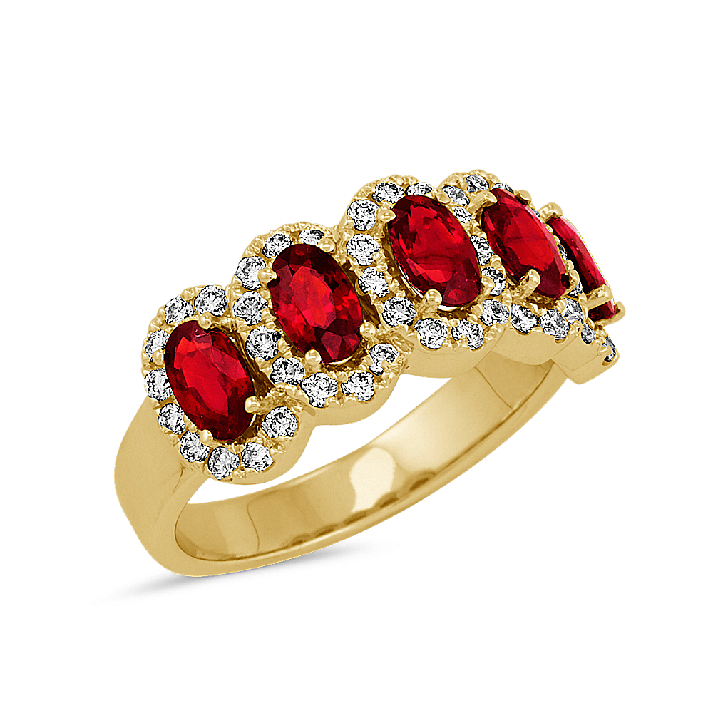 Overture Five-Stone Ruby & Diamond Ring | Shane Co.