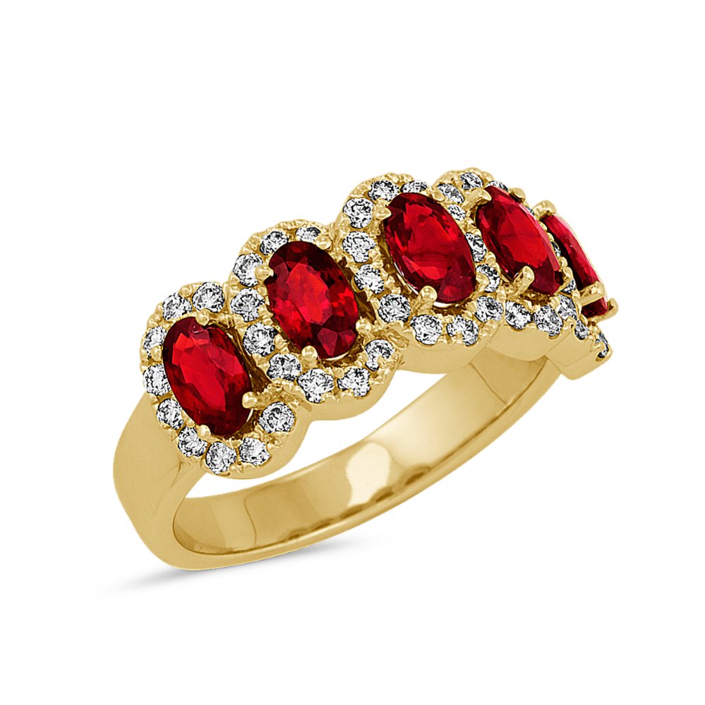 Overture Five-Stone Ruby & Diamond Ring | Shane Co.