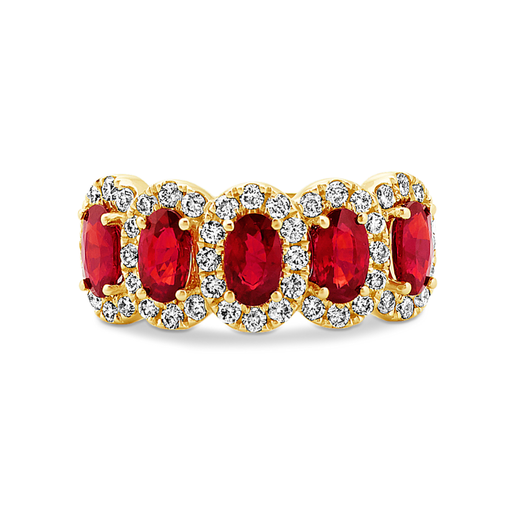 Overture Five-Stone Ruby & Diamond Ring | Shane Co.