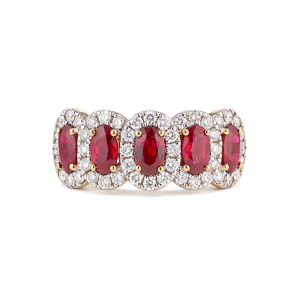 Overture Five-Stone Ruby & Diamond Ring | Shane Co.