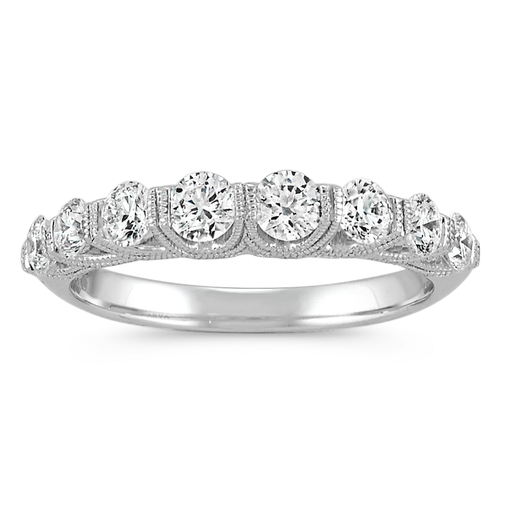 Floating Round Diamond Channel-Set Band with Milgrain Detailing | Shane Co.