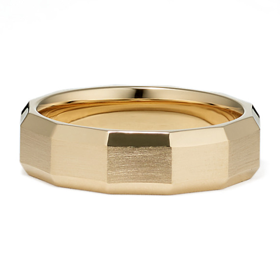 Raya Geometric Wedding Band in 14k Yellow Gold (6mm) | Shane Co.