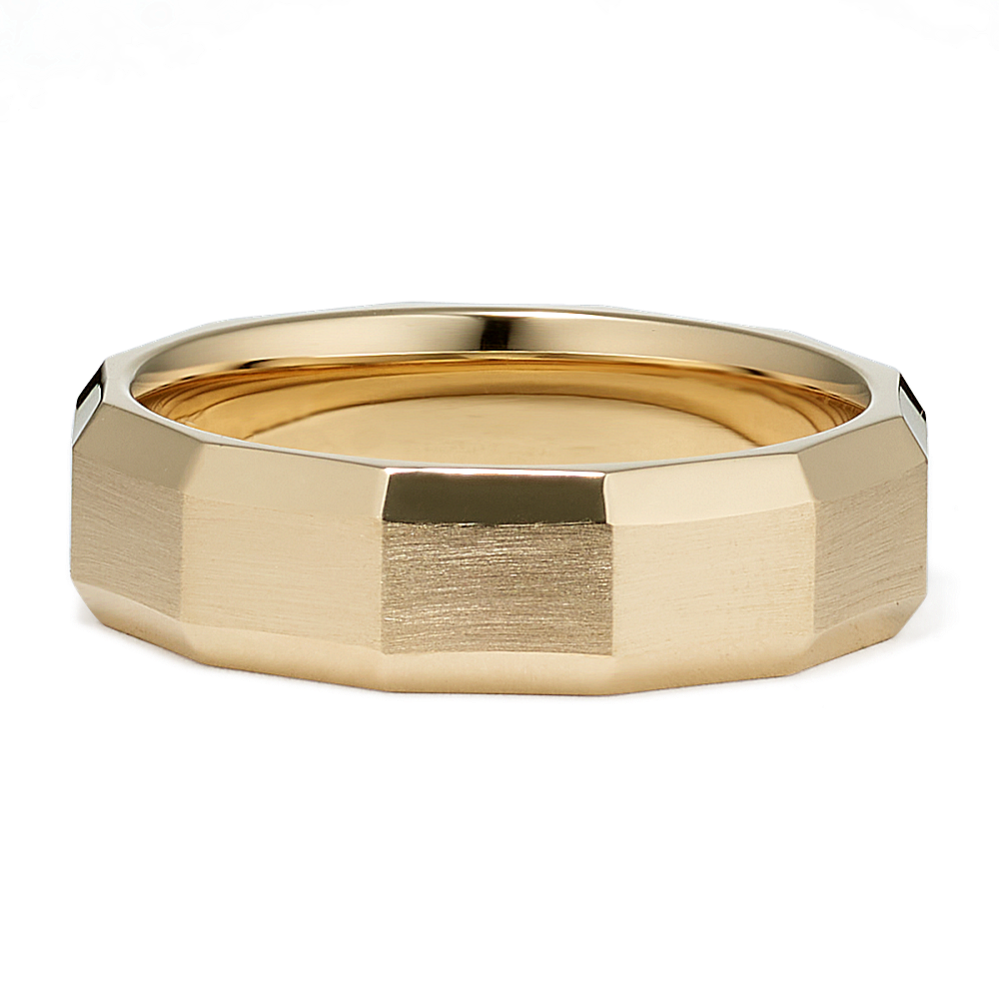 Raya Geometric Wedding Band in 14k Yellow Gold (6mm) | Shane Co.