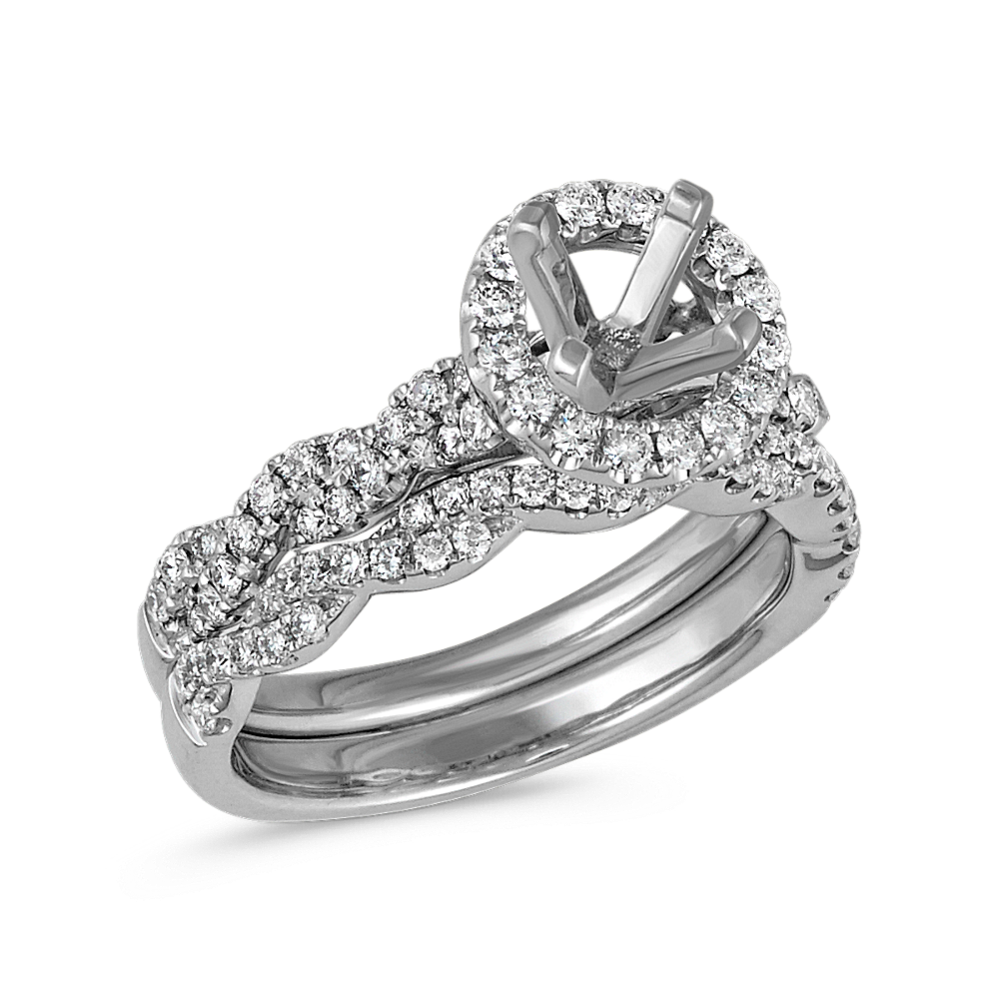 Lace Pave Halo Wedding Set | Shane Co.