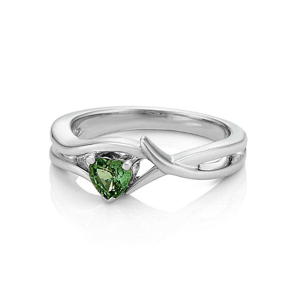 Heart-Shaped Green Sapphire Ring in Sterling Silver | Shane Co.