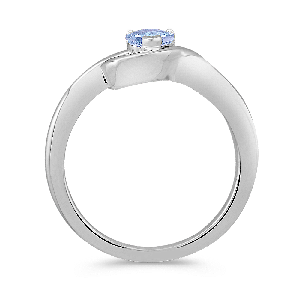 Heart-Shaped Ice Blue Sapphire Ring in Sterling Silver | Shane Co.