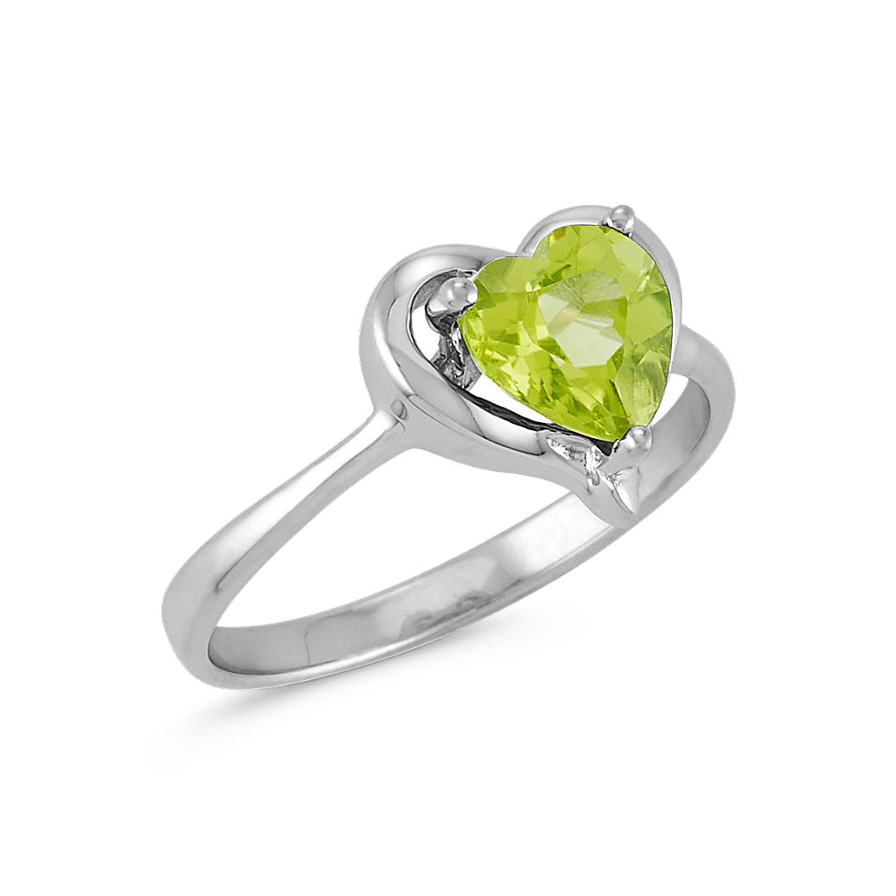 Heart-Shaped Peridot Heart Ring in Sterling Silver | Shane Co.