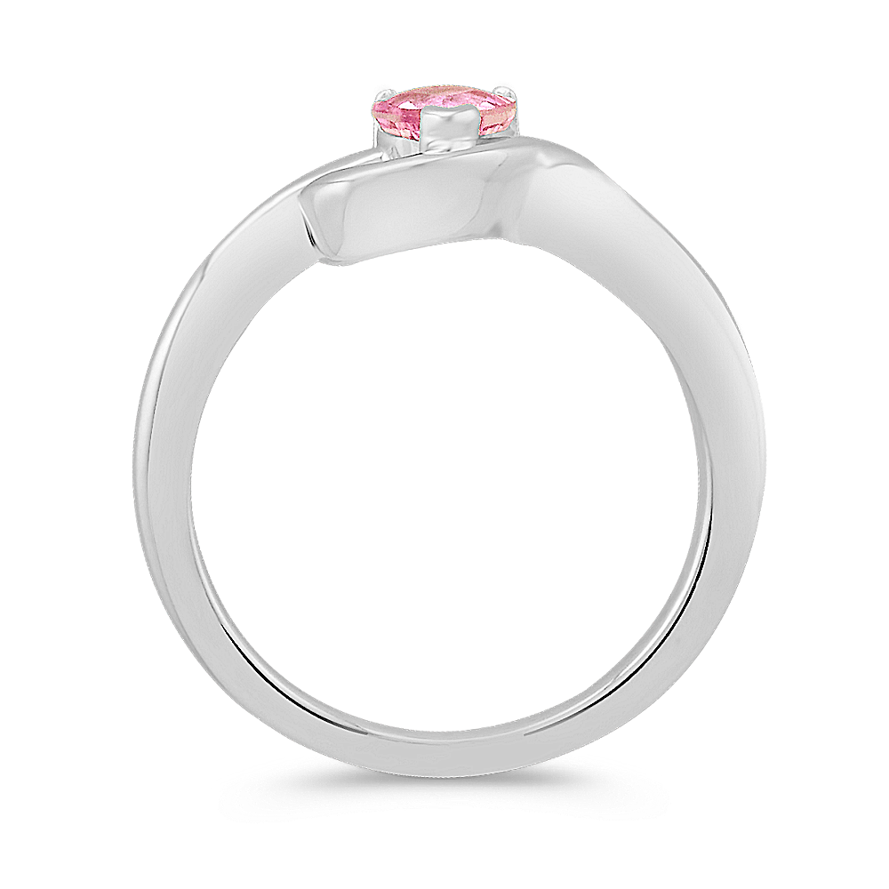 Heart-Shaped Pink Sapphire Swirl Ring in Sterling Silver | Shane Co.