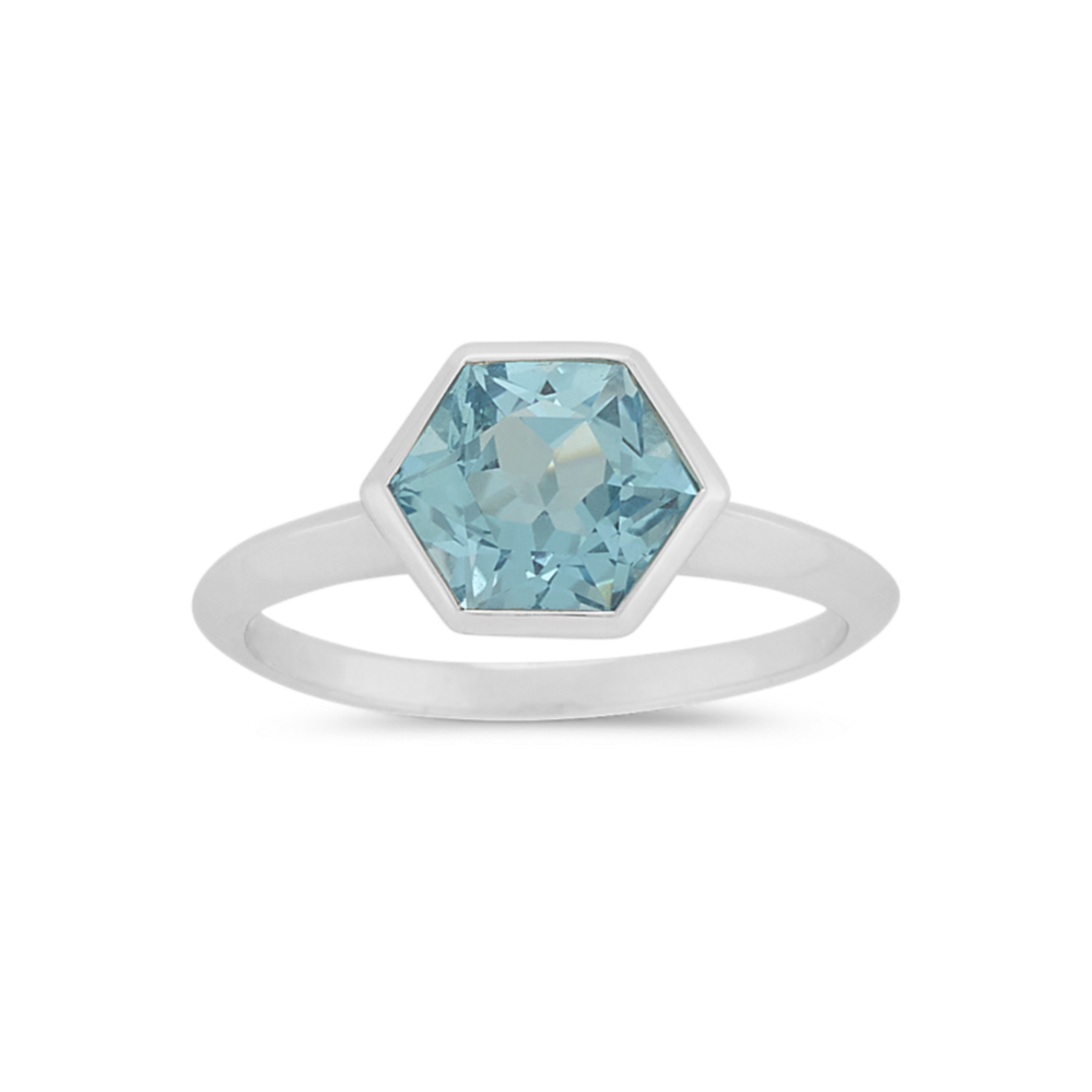 Hexagon Sky Blue Topaz Topaz Ring in Sterling Silver | Shane Co.