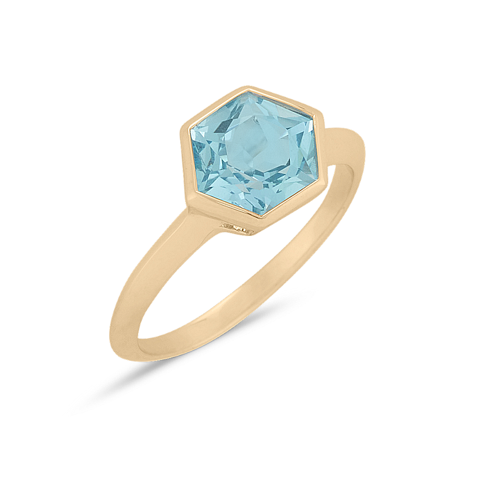 Hexagon Sky Blue Topaz Topaz Ring in Vermeil | Shane Co.