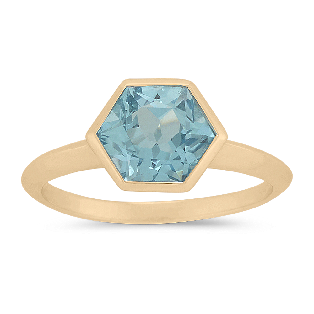 Hexagon Sky Blue Topaz Topaz Ring in Vermeil | Shane Co.