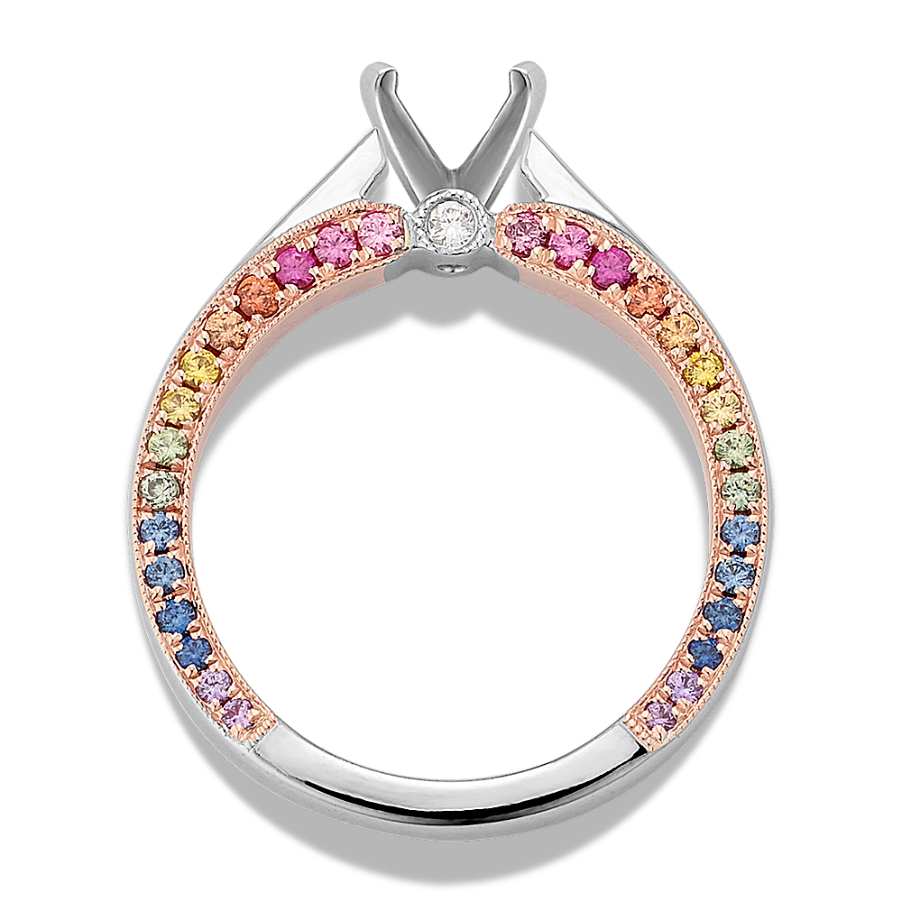 Hidden Rainbow Sapphire Engagement Ring in 14k Two-Tone Gold | Shane Co.