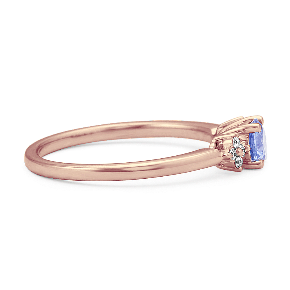 Ice Blue Sapphire and Diamond Ring in 14k Rose Gold | Shane Co.