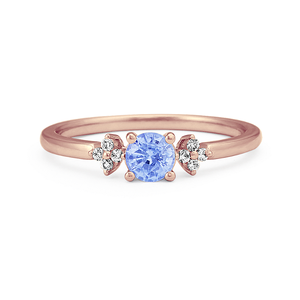Ice Blue Sapphire and Diamond Ring in 14k Rose Gold | Shane Co.