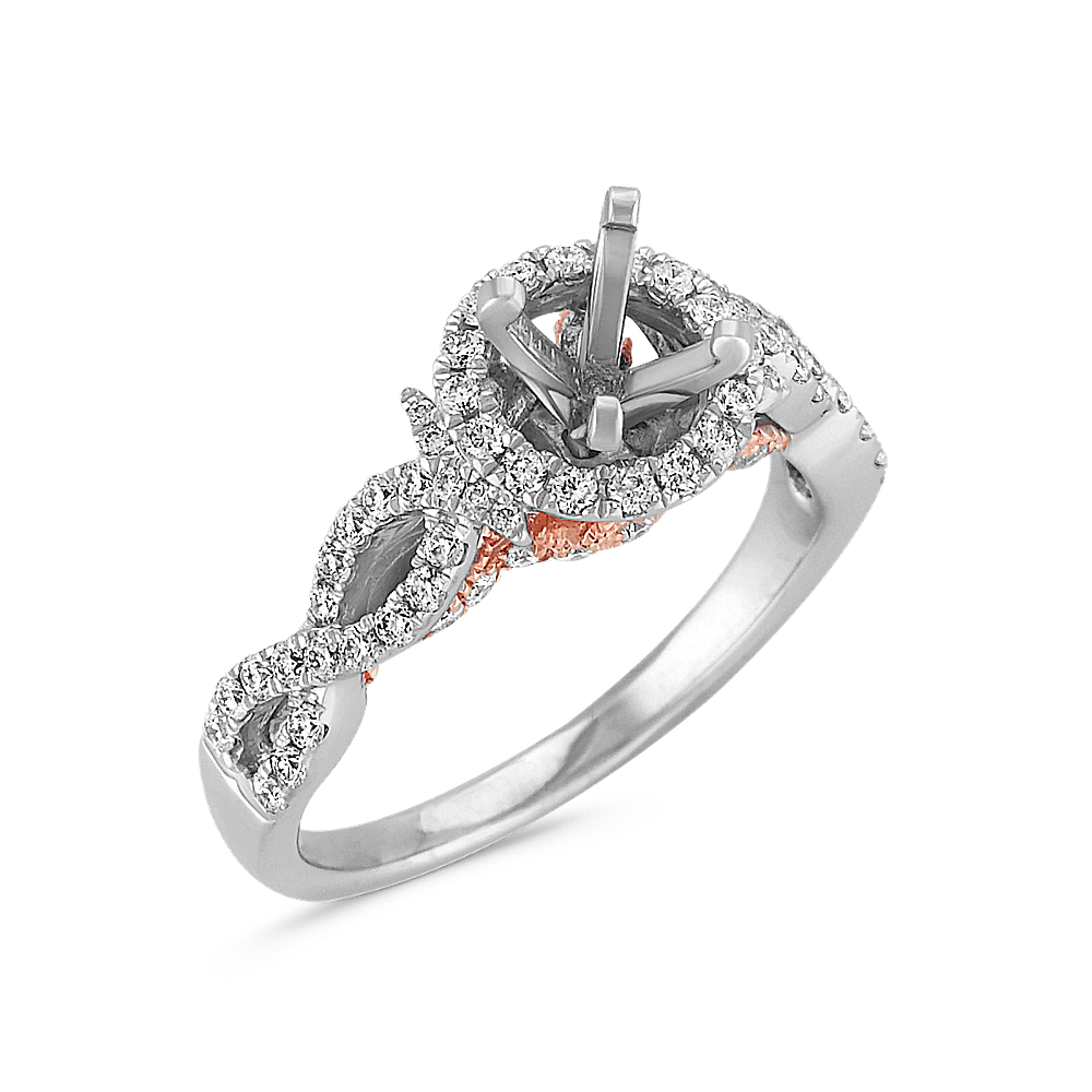 Infinity Halo Diamond Engagement Ring in White and Rose Gold | Shane Co.