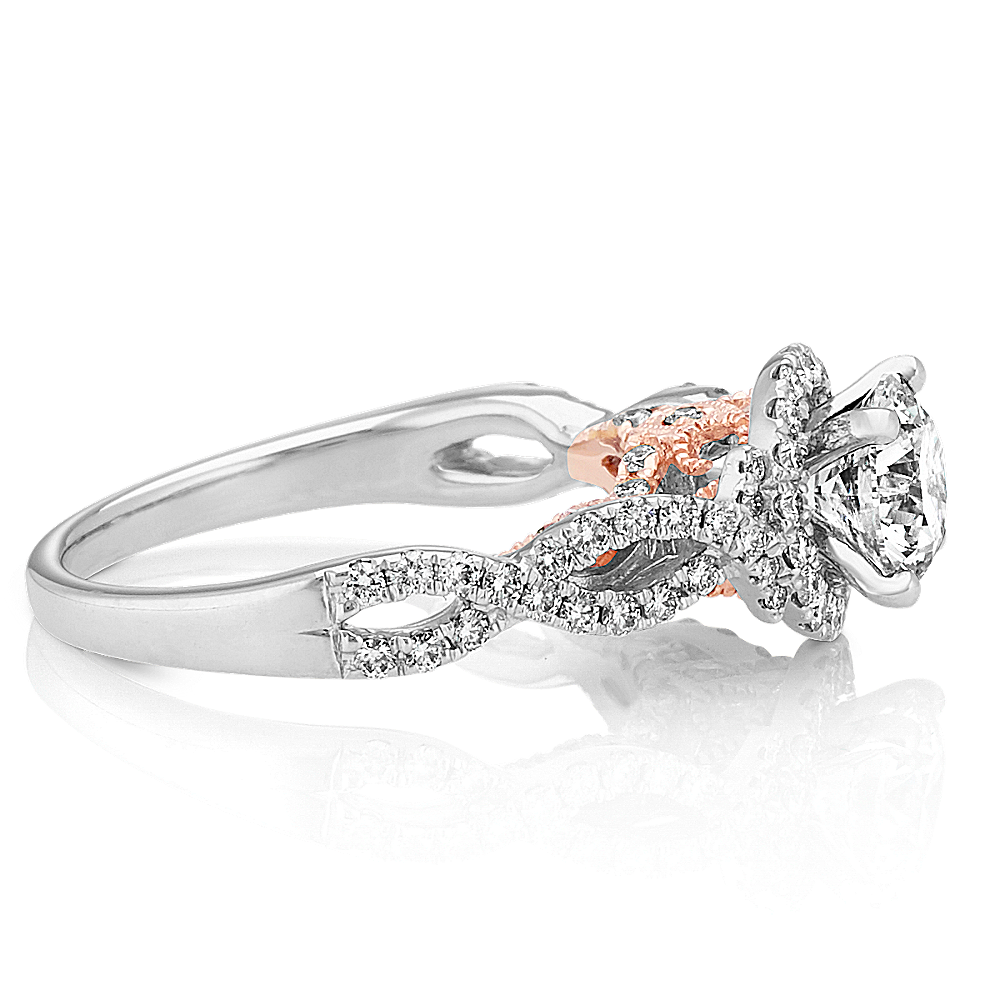 Infinity Halo Diamond Engagement Ring in White and Rose Gold | Shane Co.