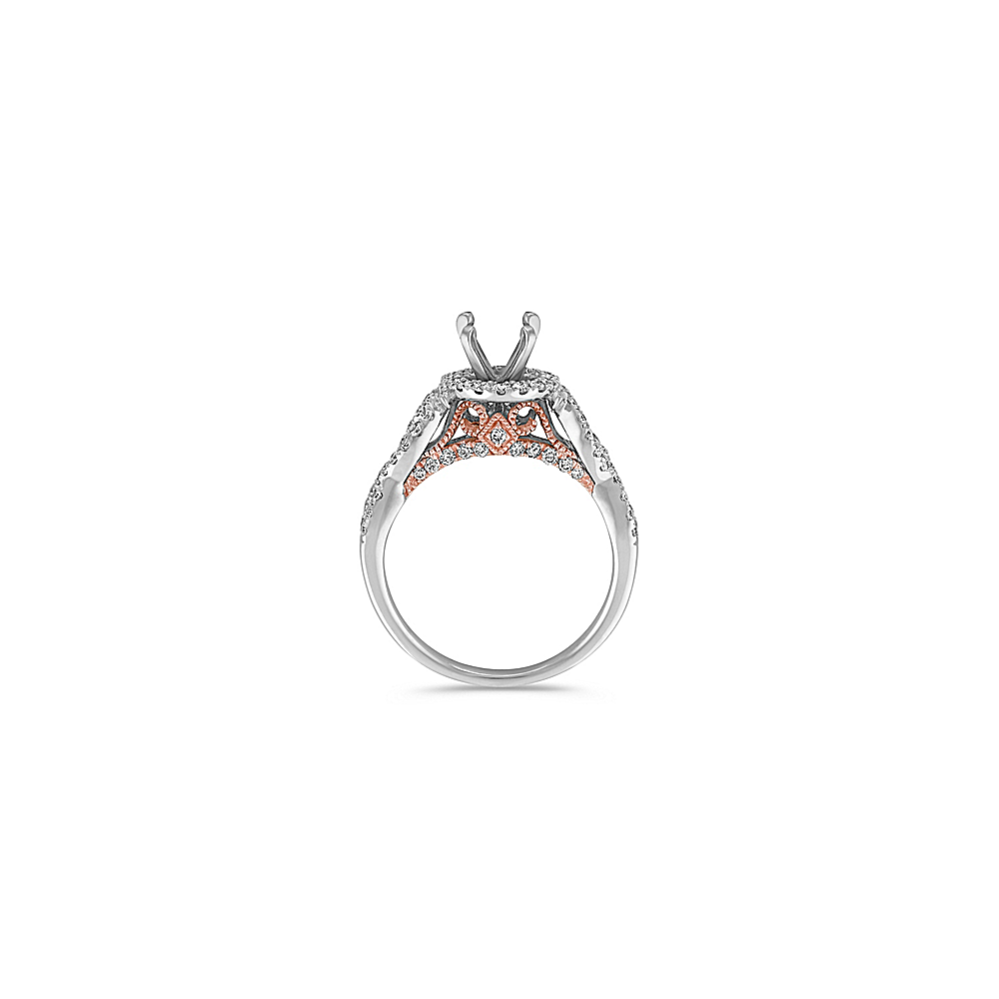 Infinity Halo Diamond Engagement Ring in White and Rose Gold | Shane Co.