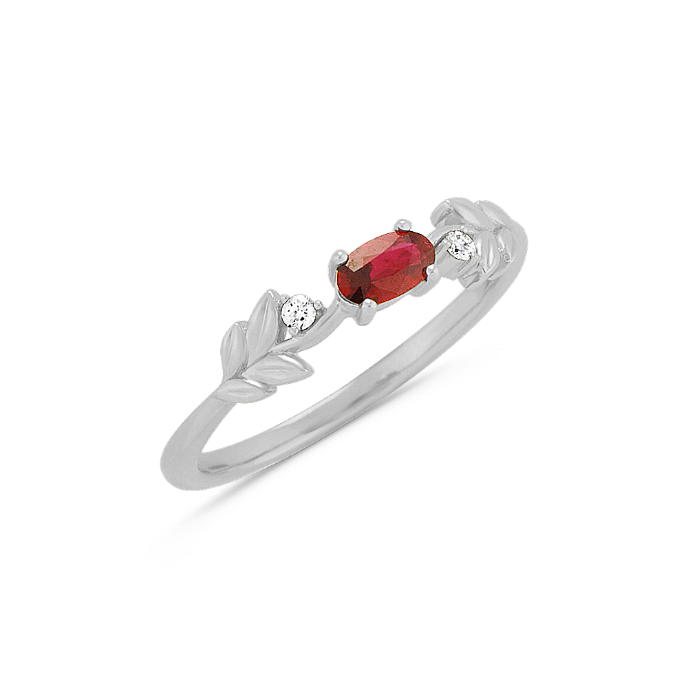 Laurel Ruby and Diamond Ring in 14k White Gold | Shane Co.