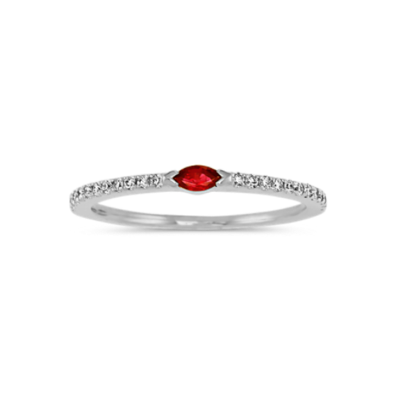 Marquise Ruby and Diamond Stackable Ring | Shane Co.