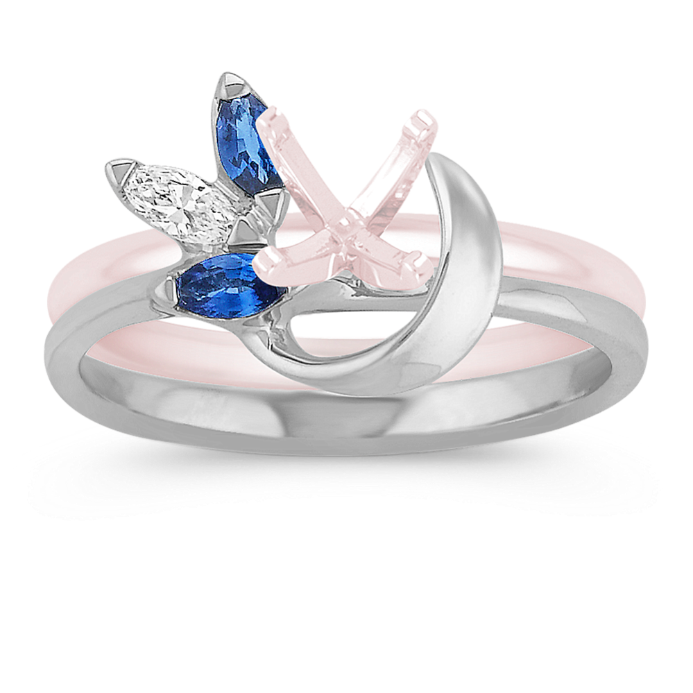 Marquise Sapphire and Diamond Solitaire Engagement Ring Wrap | Shane Co.