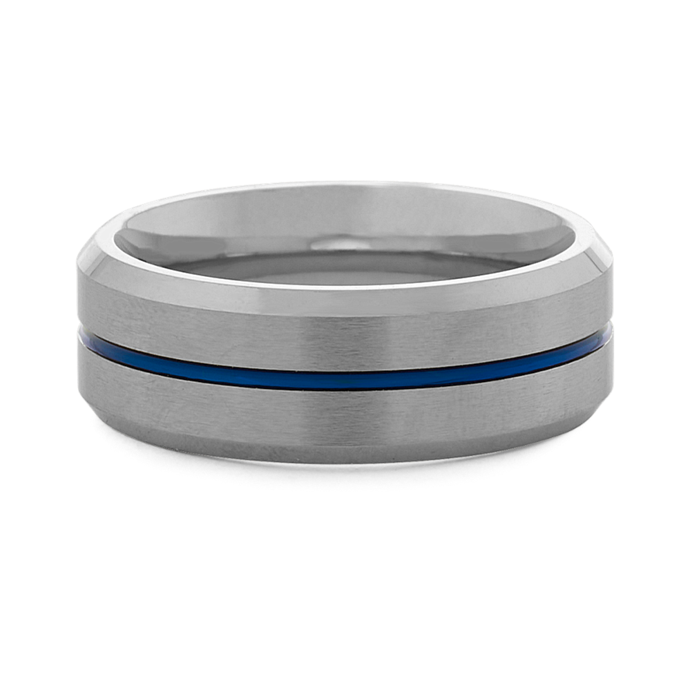 Mens Classic Cobalt Wedding Band with Blue Ionic Plating 8mm | Shane Co.