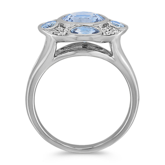 Multiple Oval Ice Blue Sapphires and Round Diamond Ring | Shane Co.