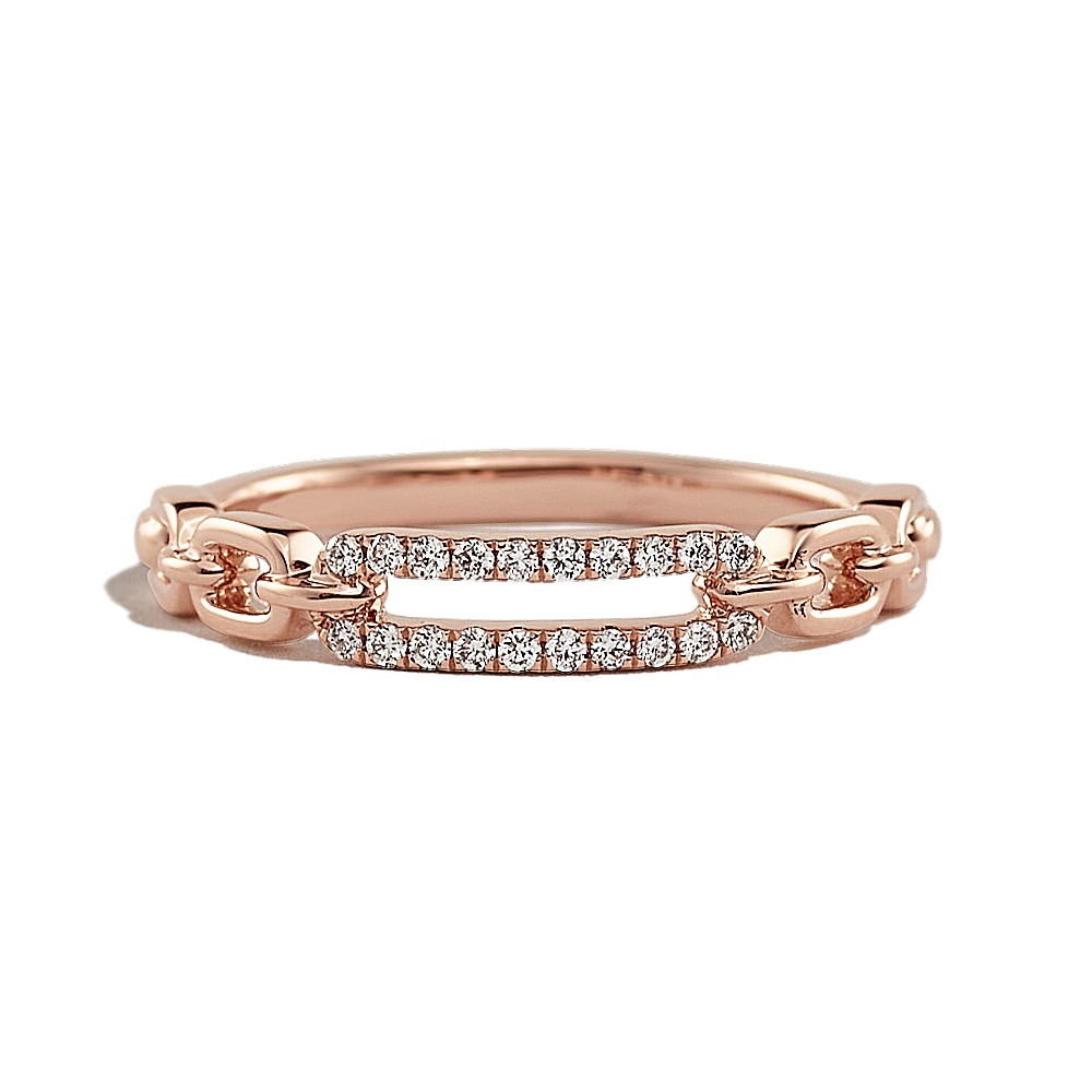 Cyra Diamond Link Ring in 14K Rose Gold | Shane Co.