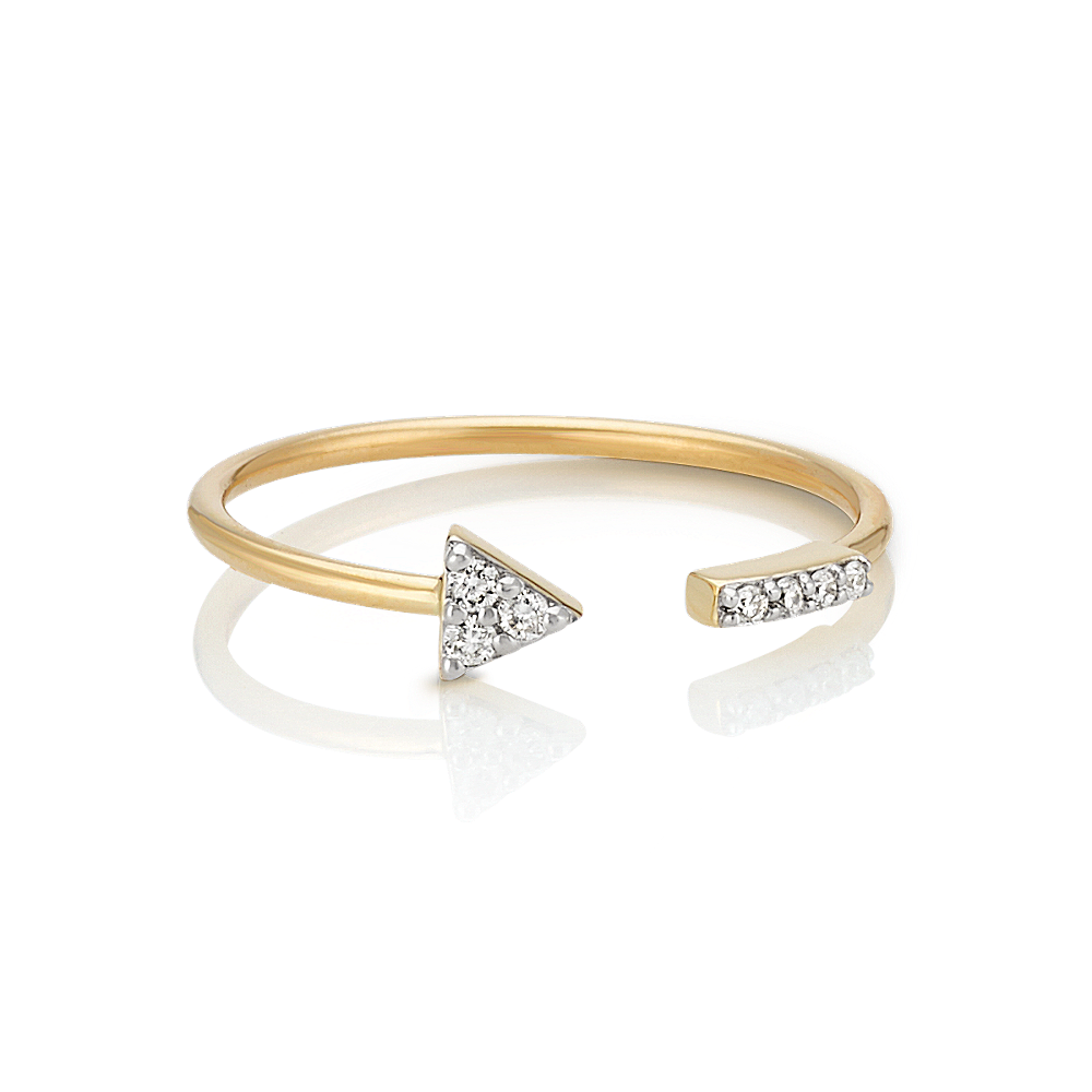 Open Round Diamond Arrow Ring in 14k Yellow Gold | Shane Co.