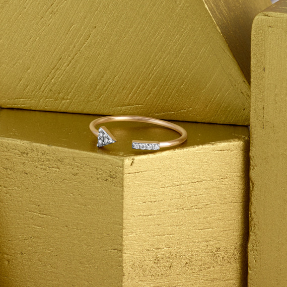 Open Round Diamond Arrow Ring in 14k Yellow Gold | Shane Co.