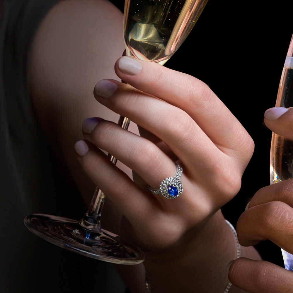 Oval Double Halo Split Shank Engagement Ring | Shane Co.