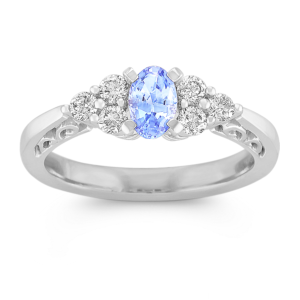 Oval Ice Blue Sapphire and Diamond Ring | Shane Co.