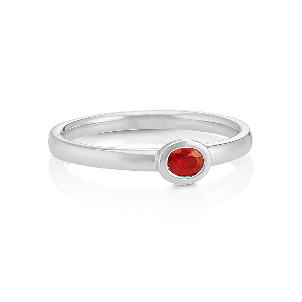 Oval Ruby Stackable Ring in 14k White Gold | Shane Co.