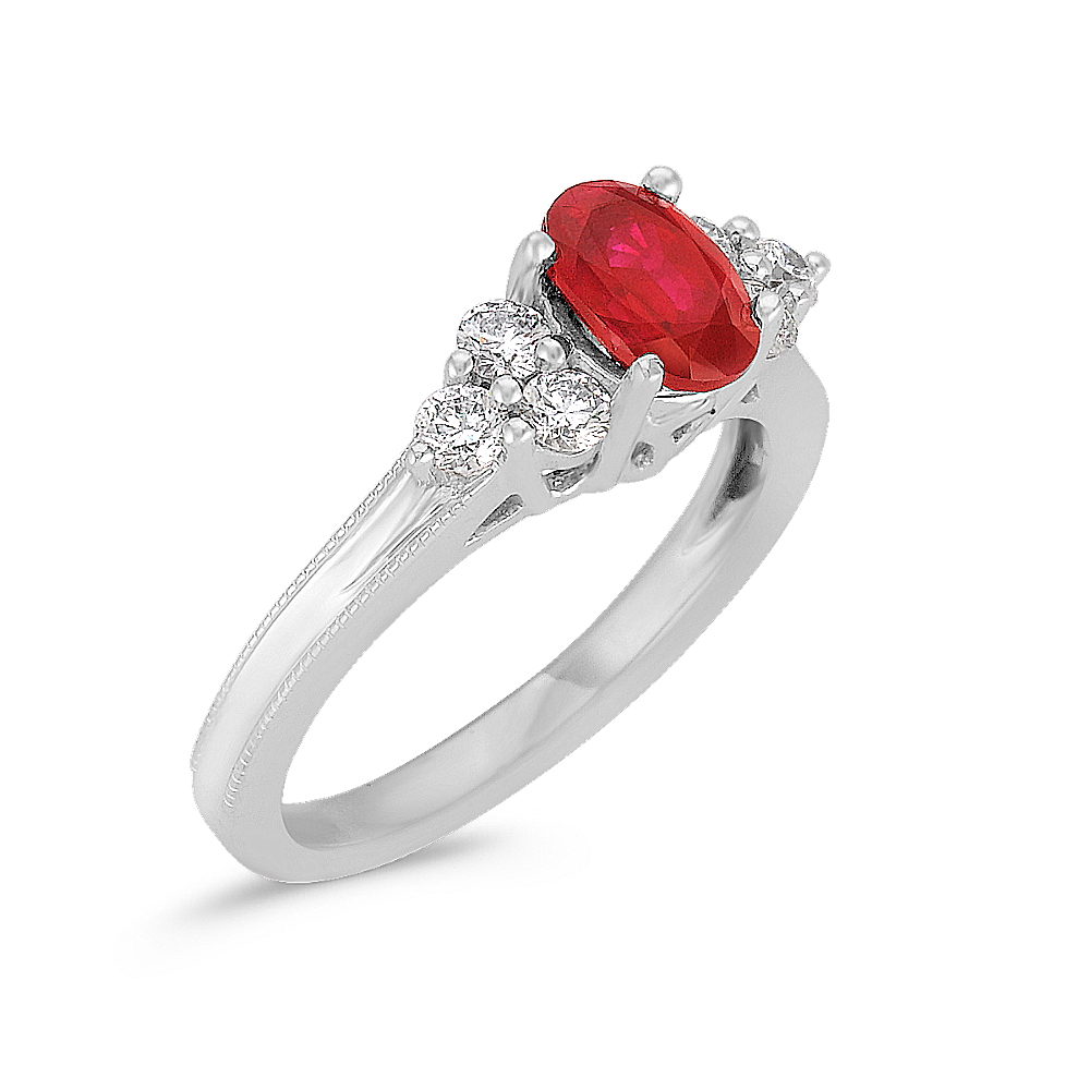 Oval Ruby and Round Diamond Ring | Shane Co.