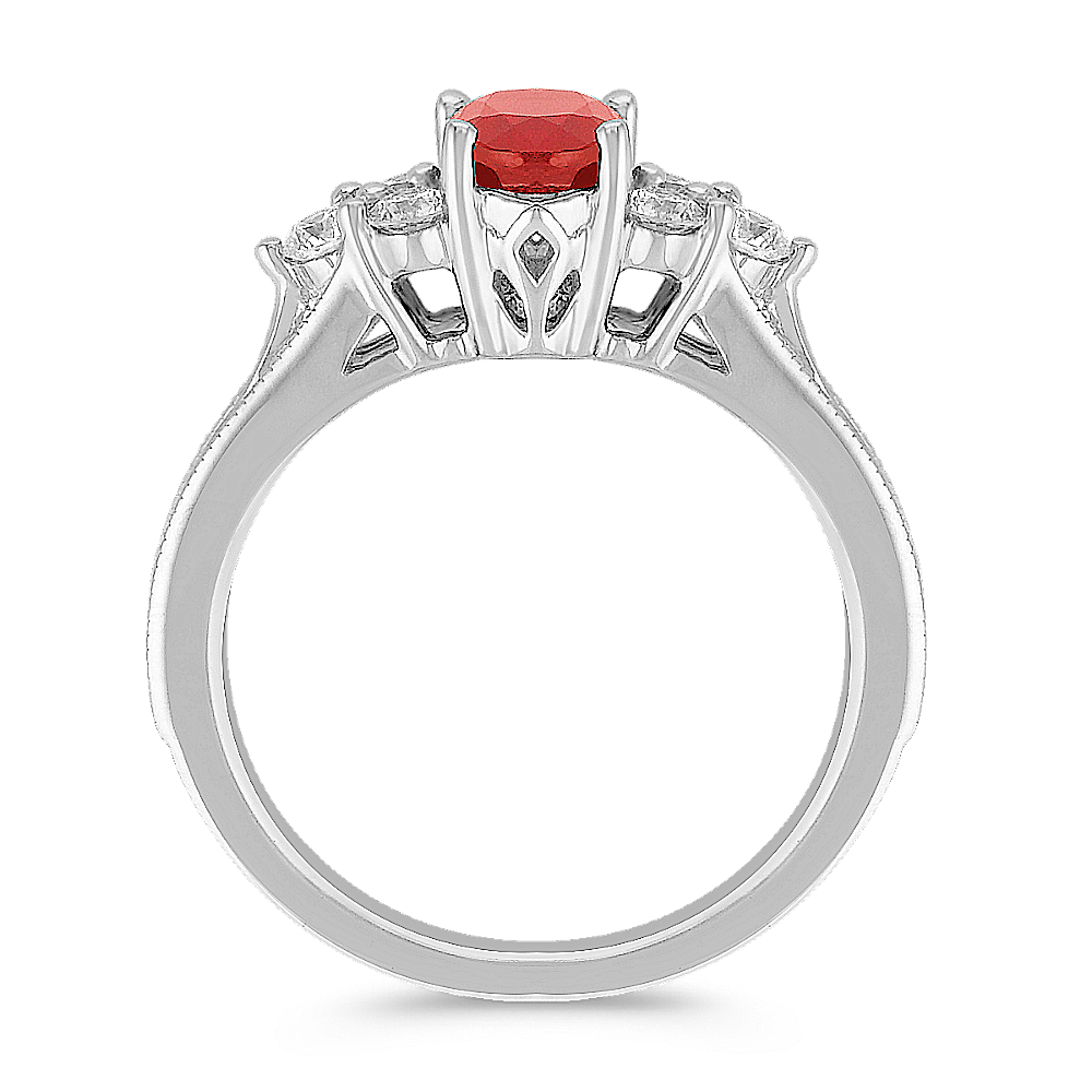Oval Ruby and Round Diamond Ring | Shane Co.