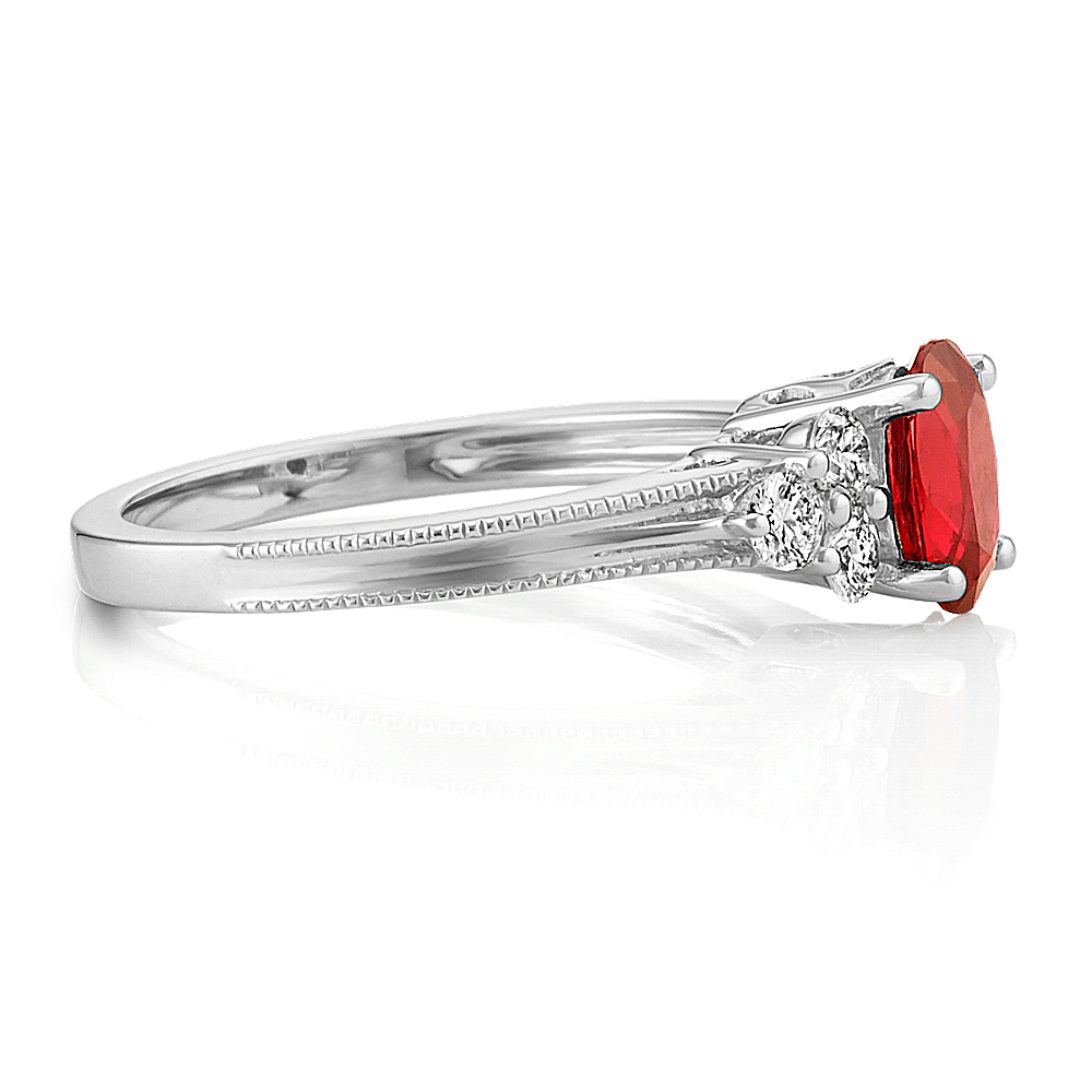 Oval Ruby and Round Diamond Ring | Shane Co.