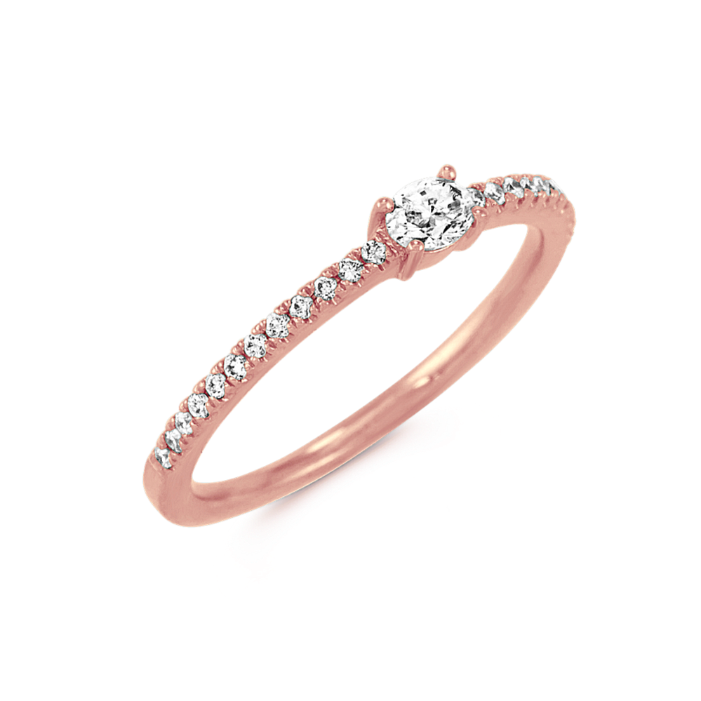 Oval and Round Diamond Stackable Ring | Shane Co.