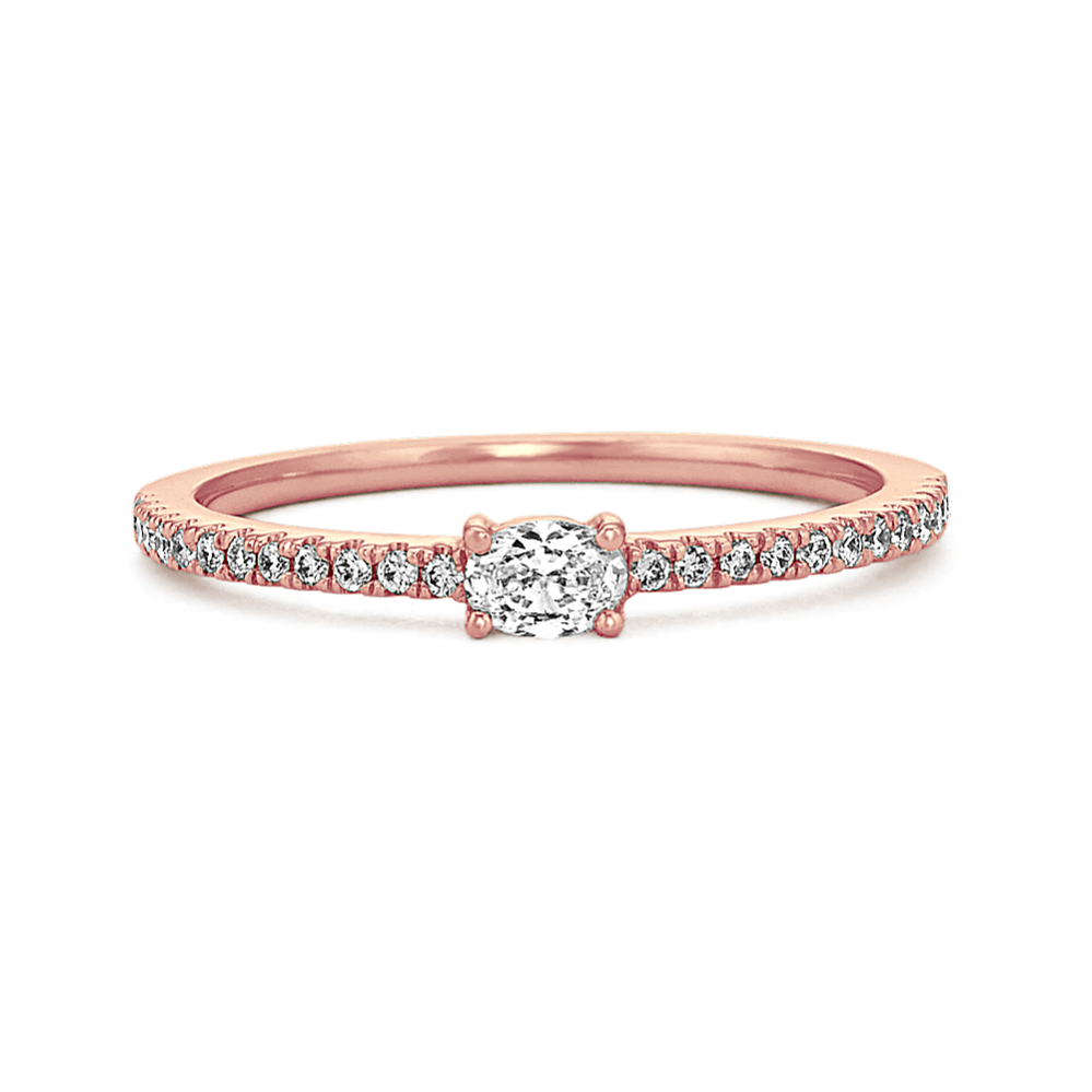 Oval and Round Diamond Stackable Ring | Shane Co.