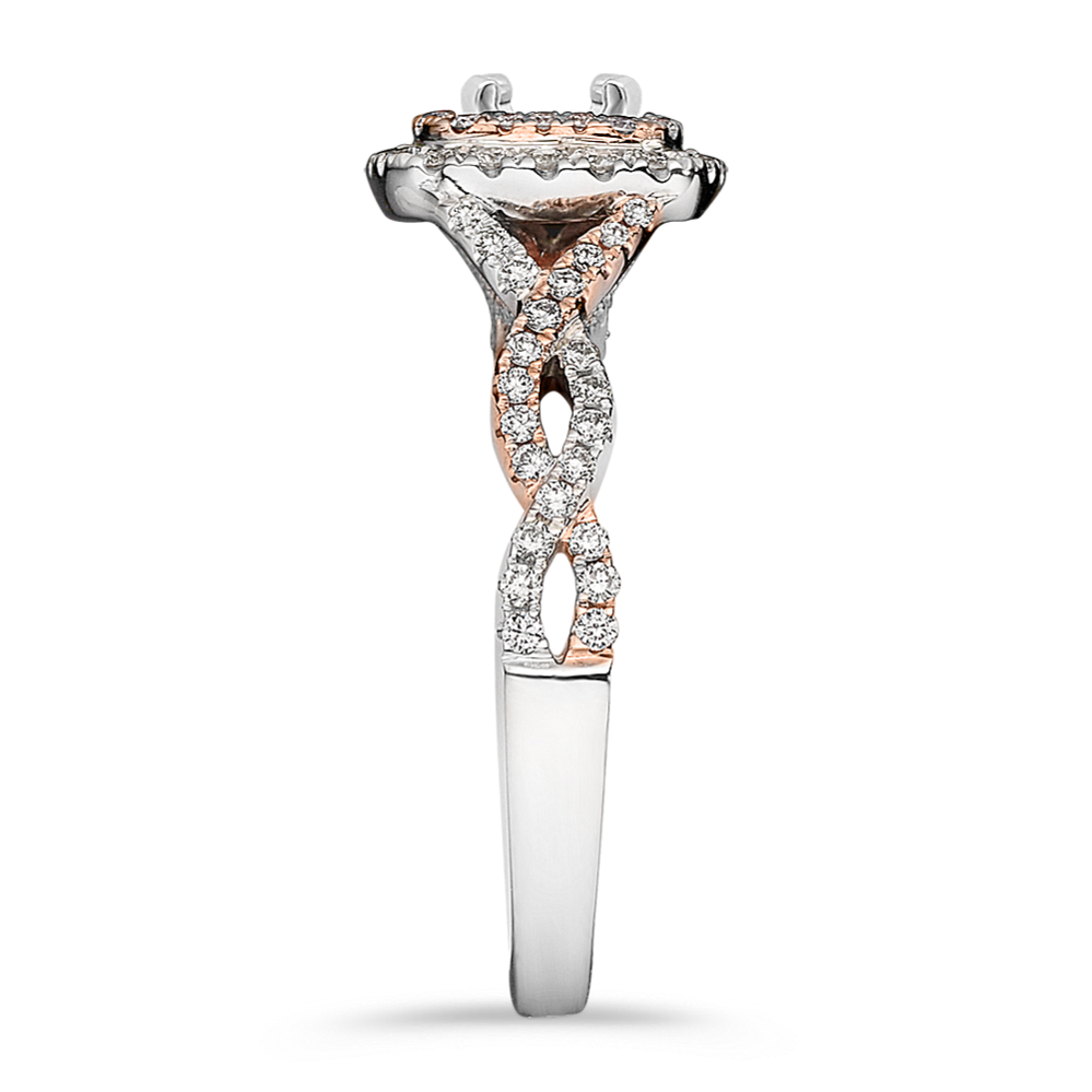 Two-Tone Infinity Halo Engagement Ring (Round) | Shane Co.