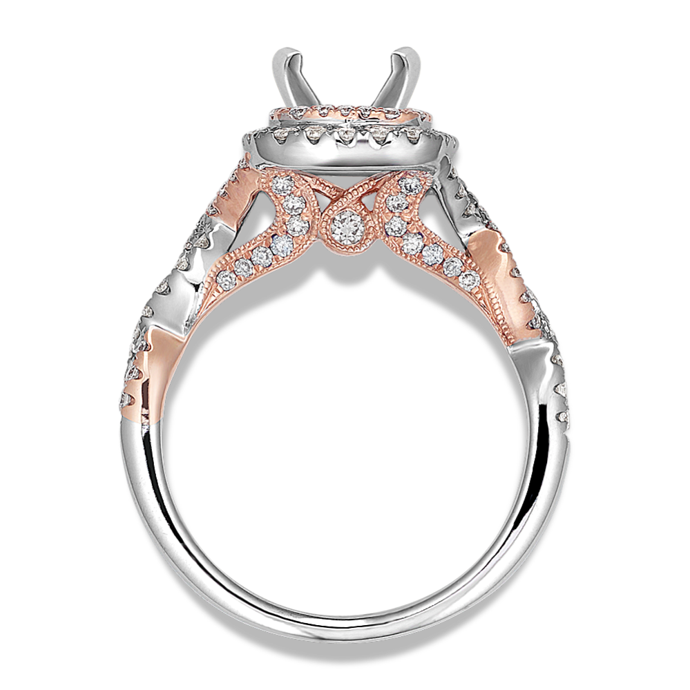 Two-Tone Infinity Halo Engagement Ring (Round) | Shane Co.