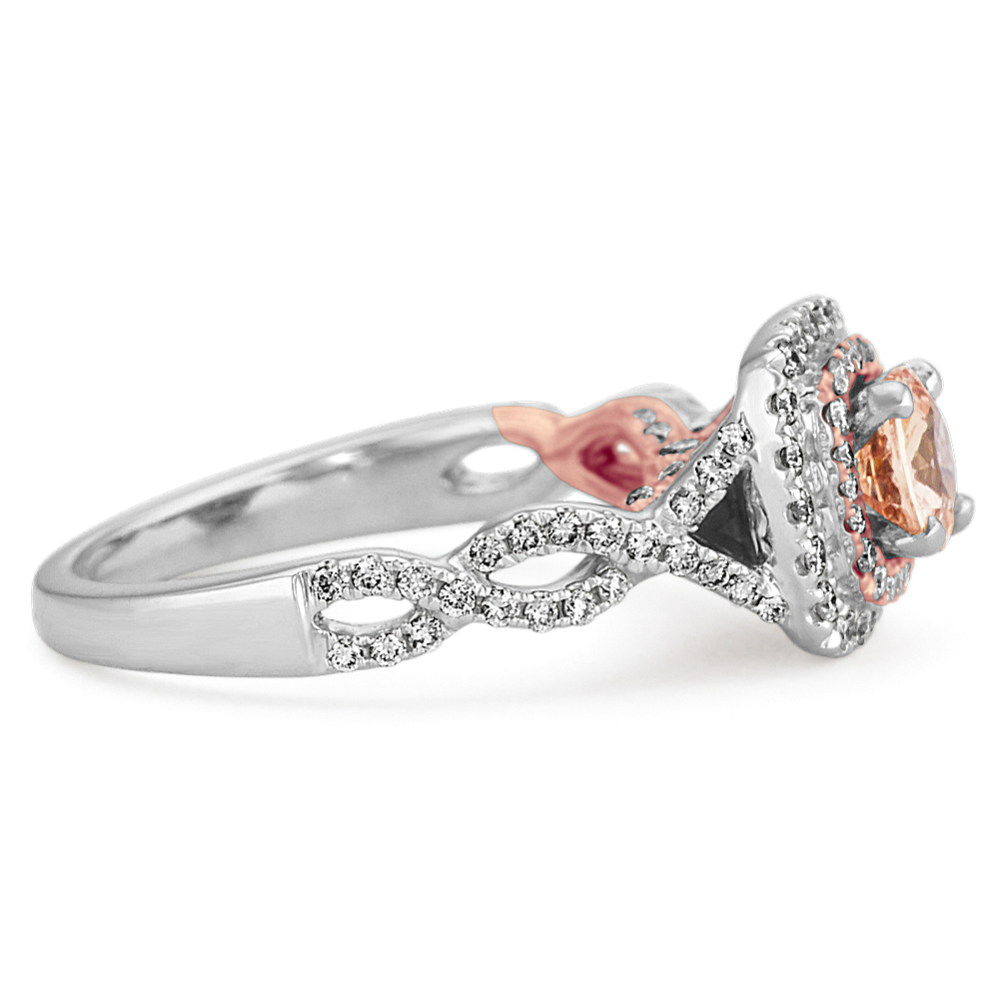 Two-Tone Infinity Halo Engagement Ring (Round) | Shane Co.