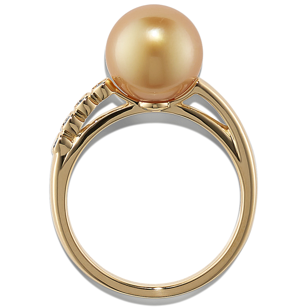 Paradiso 9mm Cultured South Sea Pearl Ring and Diamond Ring | Shane Co.