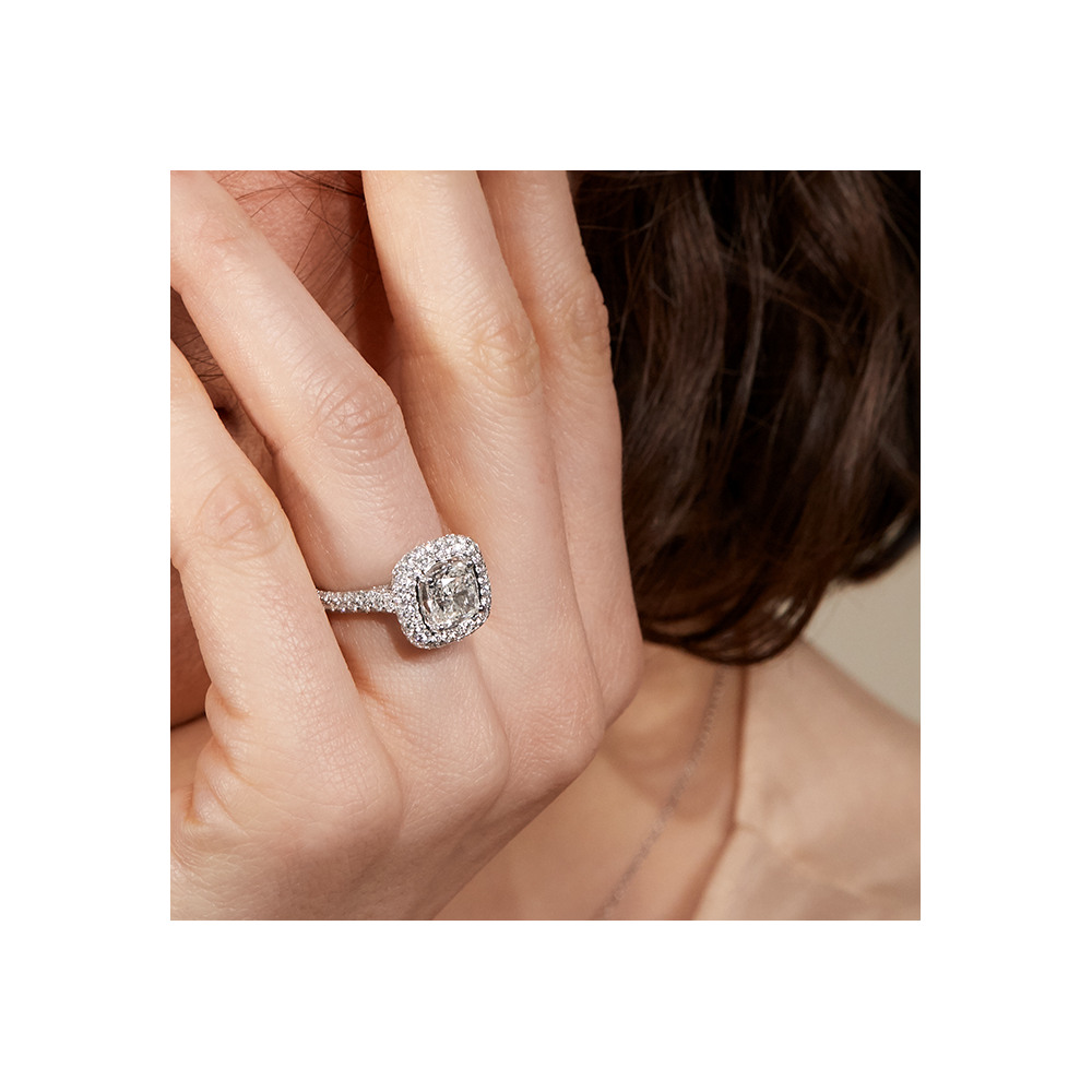 Pave Halo Diamond Engagement Ring | Shane Co.