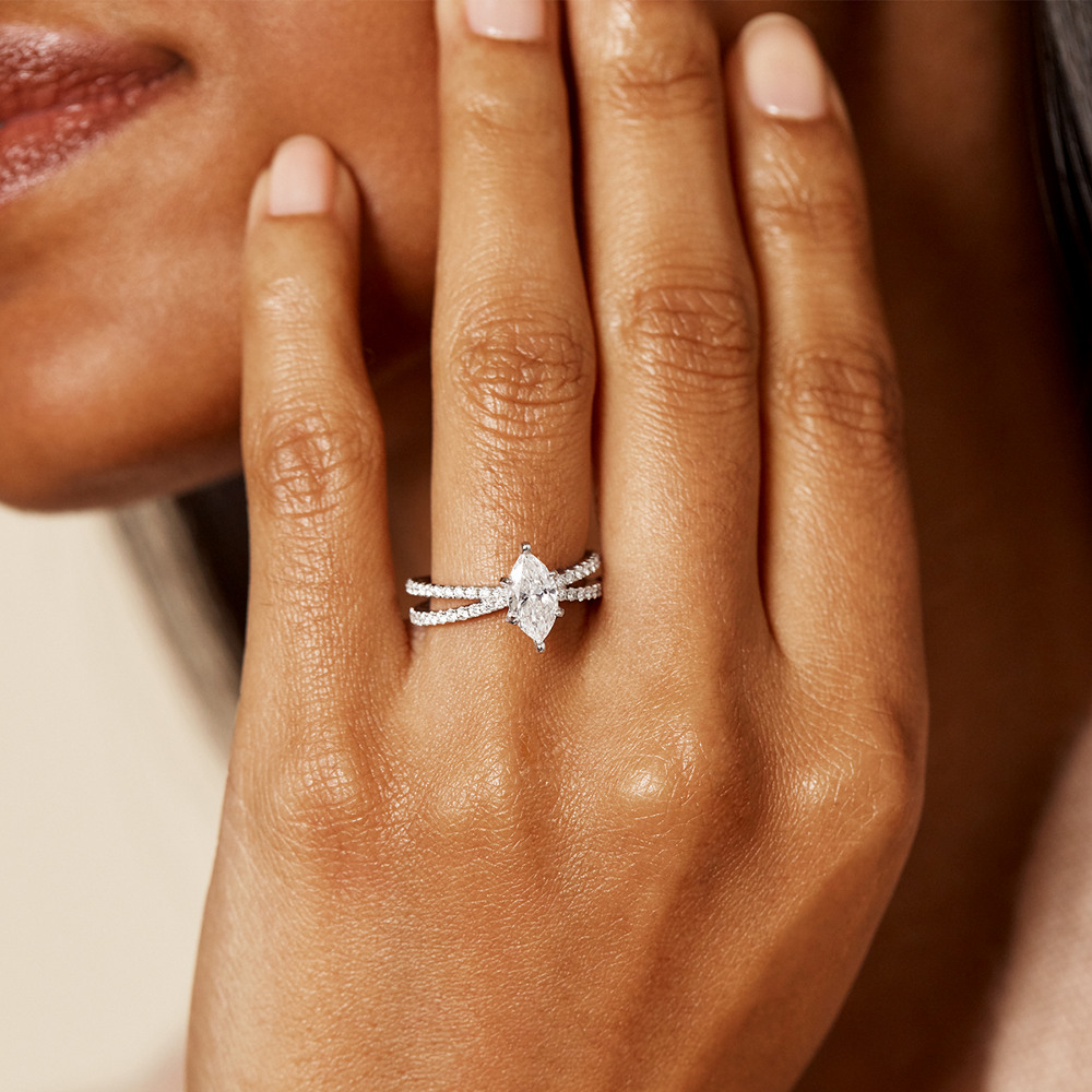 Pave-Set Round Diamond Split Shank Engagement Ring | Shane Co.