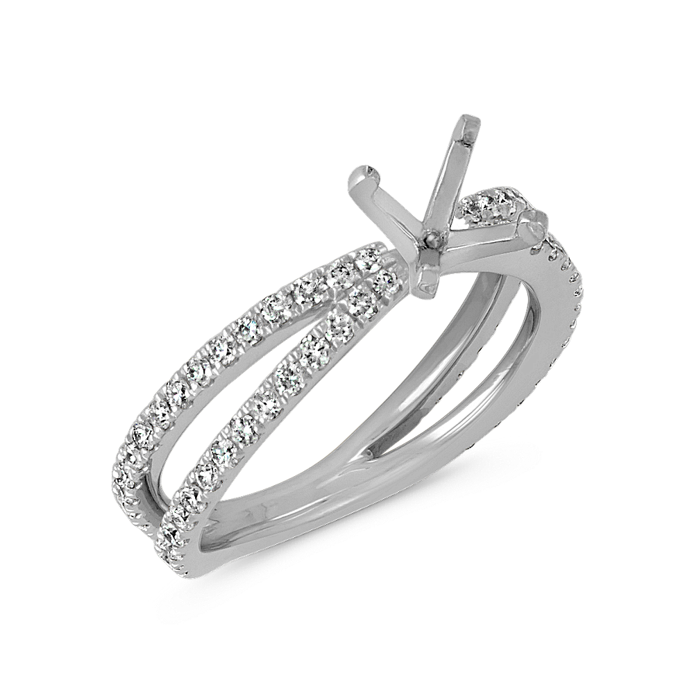 Pave-Set Round Diamond Split Shank Engagement Ring in Platinum | Shane Co.