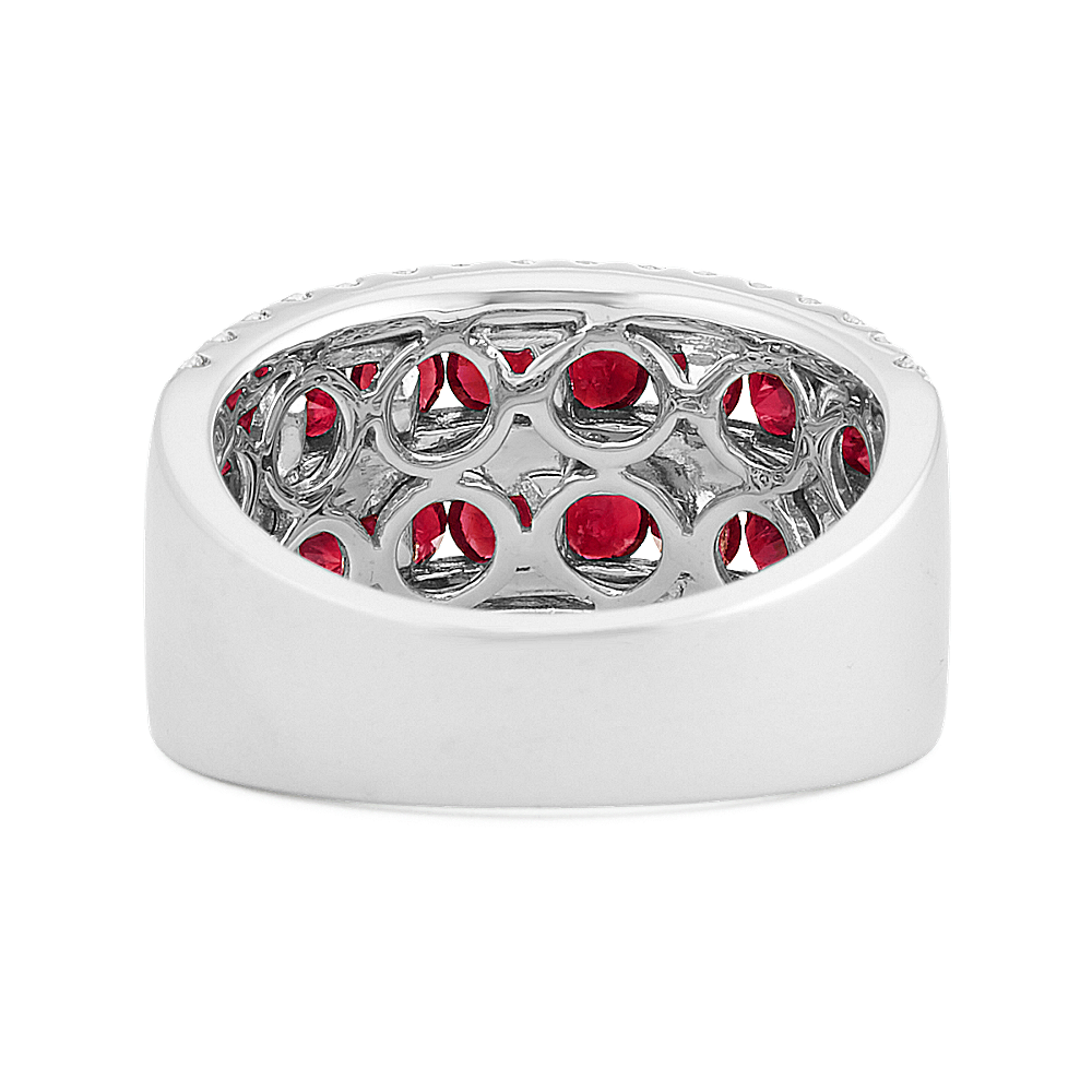 Pave-Set Ruby and Diamond Ring in 14k White Gold | Shane Co.