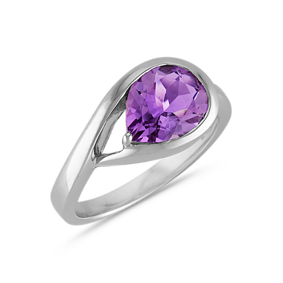 Pear-Shaped Amethyst Ring in Sterling Silver | Shane Co.