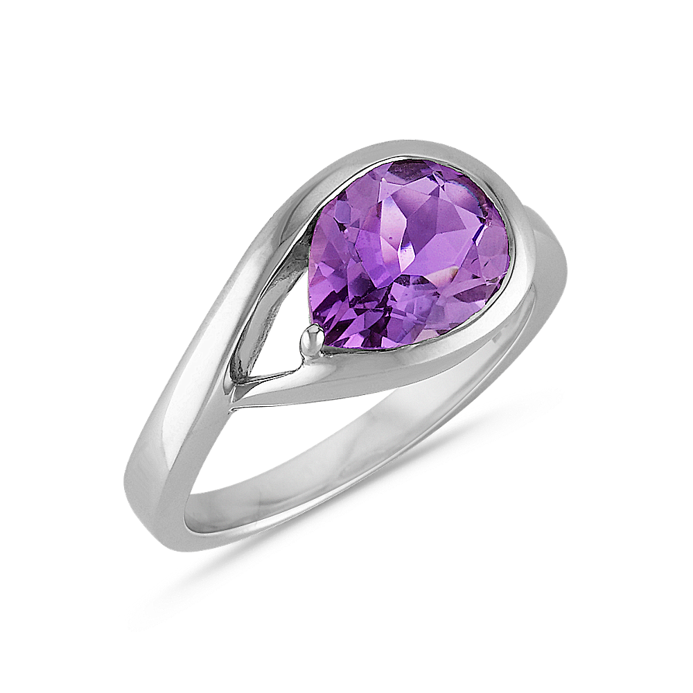 Pear-Shaped Amethyst Ring in Sterling Silver | Shane Co.