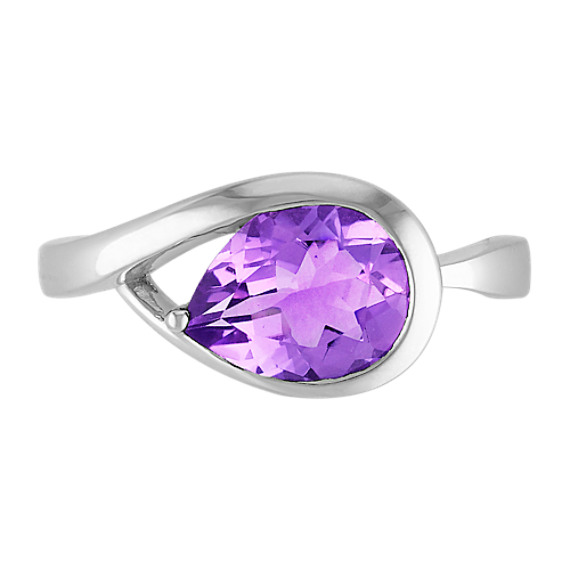 Pear-Shaped Amethyst Ring in Sterling Silver | Shane Co.
