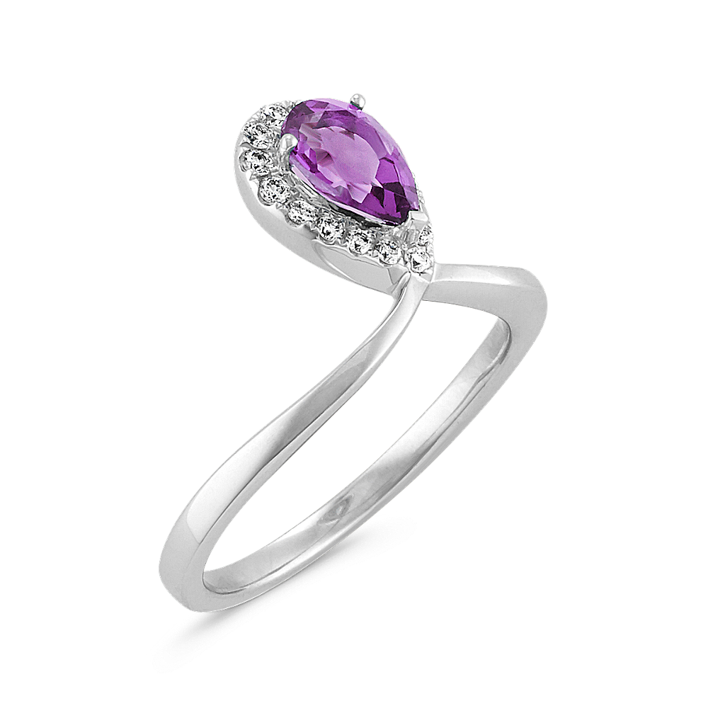 Pear-Shaped Amethyst and Diamond Ring | Shane Co.